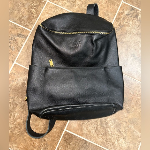 Sseko | Bags | Sseko Handmade Black Genuine Pebbled Leather Backpack ...